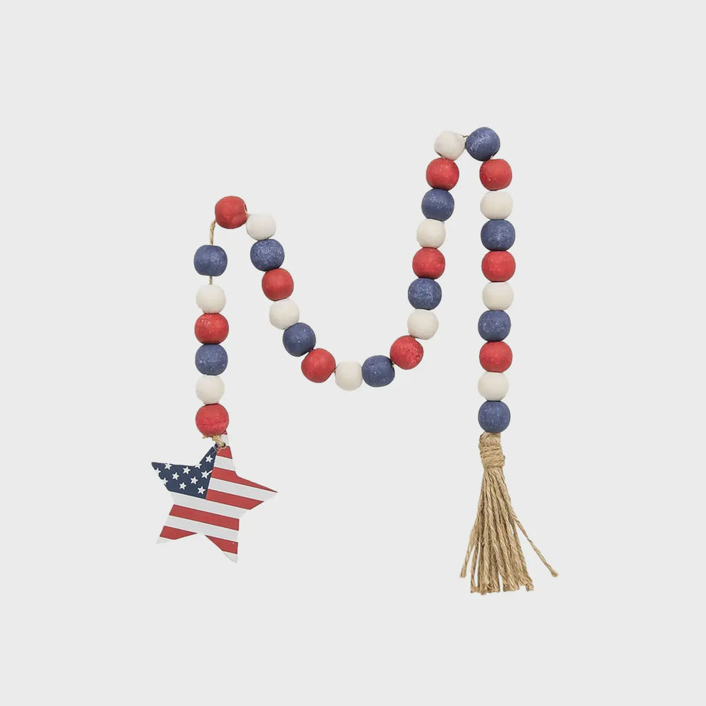 Red, White & Blue Flag Star Beaded Garland – Beauty in the Making